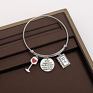 CENWA Book Club Gifts What Happens In The Book Club Stays In The Book Club Bracelet Book Lady Book Lover Gift (Book Club Br)