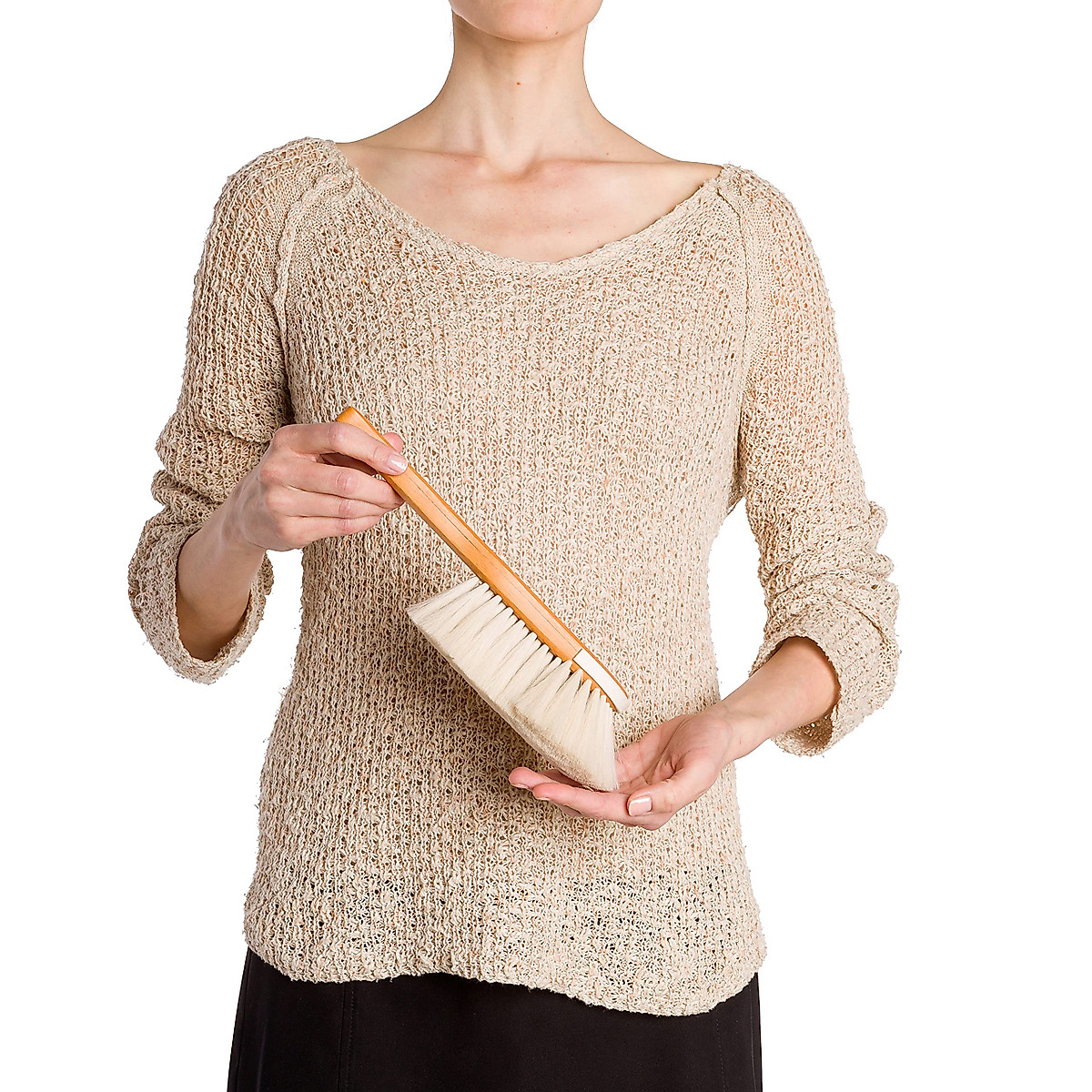 REDECKER S-Shaped Dust Brush with Goat Hair Bristles and Waxed Beechwood Handle, Made in Germany - Dust Brush for Books - Goat Hair Dusting Brush
