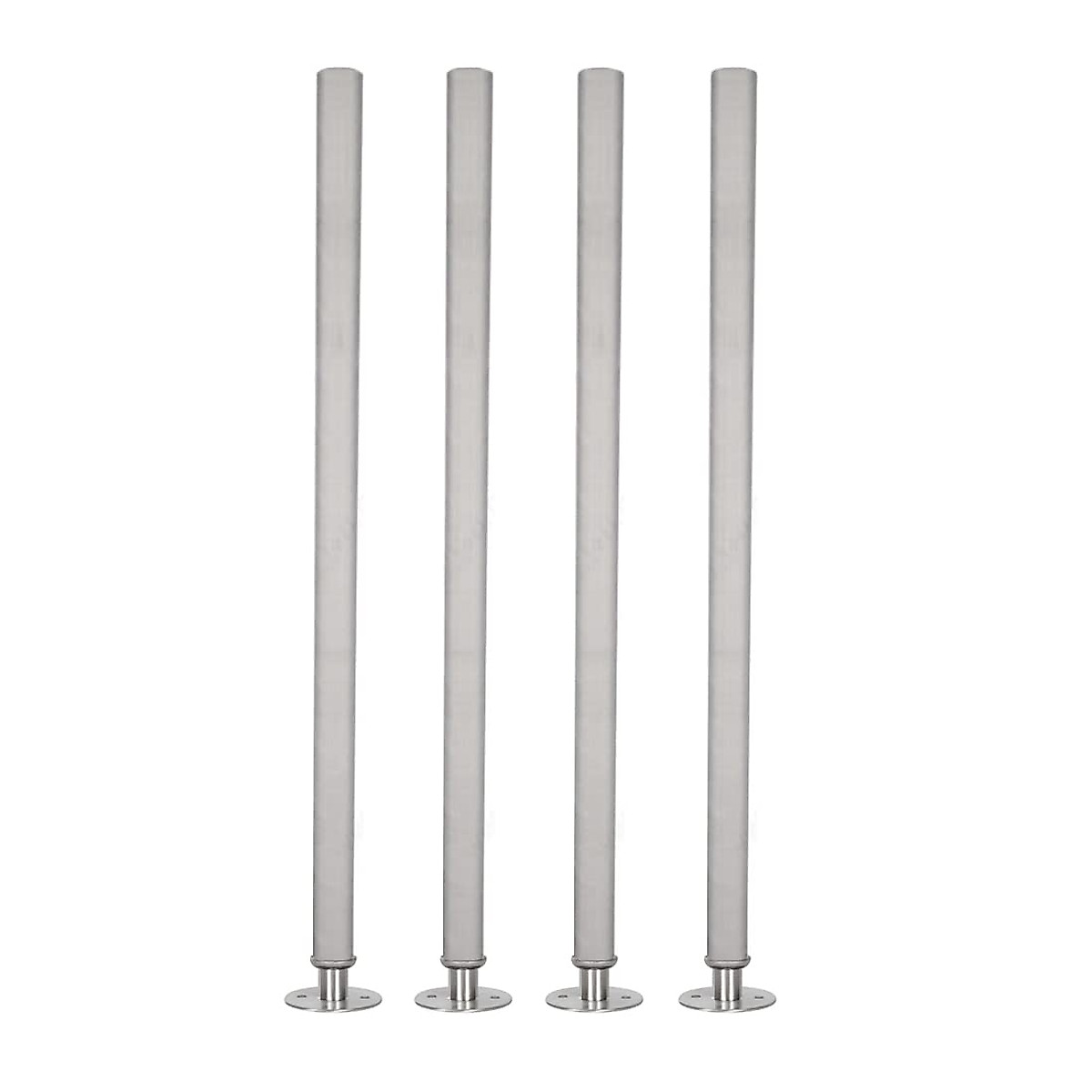 AmGood 35" Galvanized Steel Legs for Work Tables with Adjustable Stainless Steel Flanged Foot | Set of 4 Legs