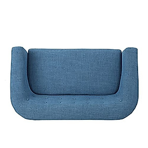 GDFStudio Christopher Knight Home Bridie Mid-Century Modern Loveseat, Muted Blue Fabric