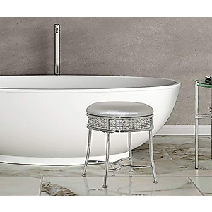 Hillsdale Furniture Glam Backless Diamond Band Vanity Stool, Chrome