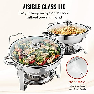 VEVOR Round Catering Warmer Server Chafing Dish Buffet Set, 2 Packs, 4 Quart