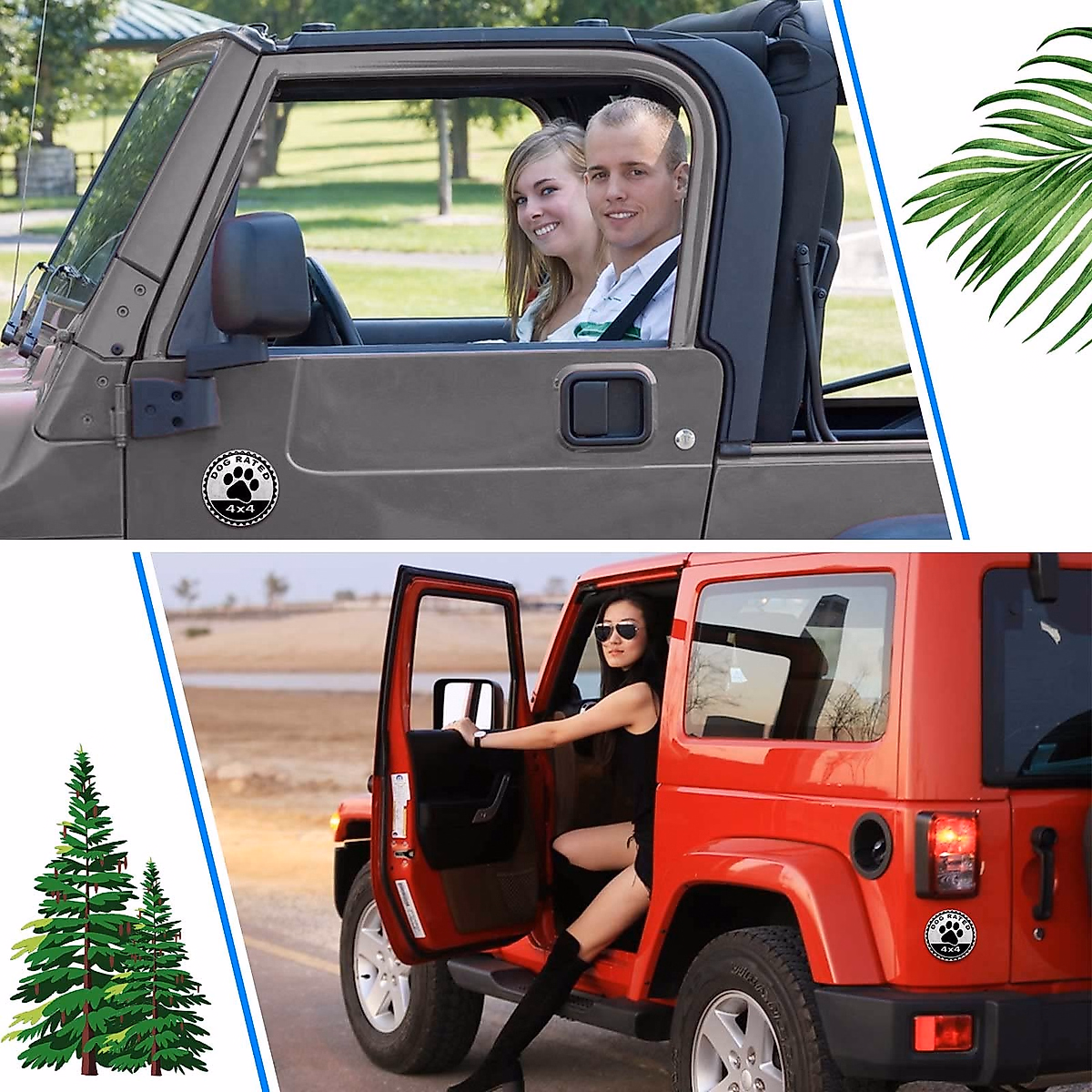 Dogs Badge Rated Car Emblem, 4 x 4 Metal Automotive Badge 3D Metal Car Badges Emblems Round Emblem Decals Car Badge Decals Stickers Compatible with Jeep Wrangler Vehicles Trucks SUV