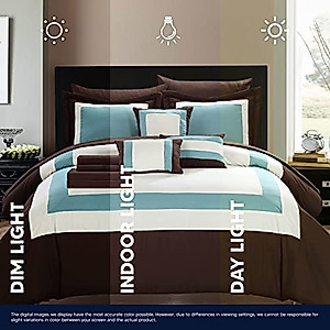 Chic Home 10-Piece Bed in a Bag Comforter Set, Brushed Microfiber,Shams, Decorative Pillows and Sheet Set Included, Queen, Black