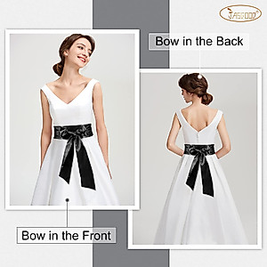 JASGOOD Black Sash Belt for Dress Women Wide Satin Waist Belt for Wedding Party Special Occasion 3.7" Width(Black,One Pcs)