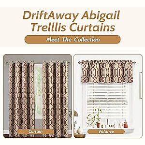 DriftAway Abigail Geometric Trellis Pattern Window Curtain Valance Rod Pocket 52 Inch by 18 Inch Red