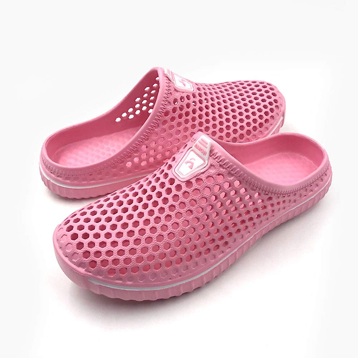 Amoji Garden Clogs Shoes Shower Sandals Yard Beach Plastic Rubber Summer 1702 Pink 8 Womenn/6 Men