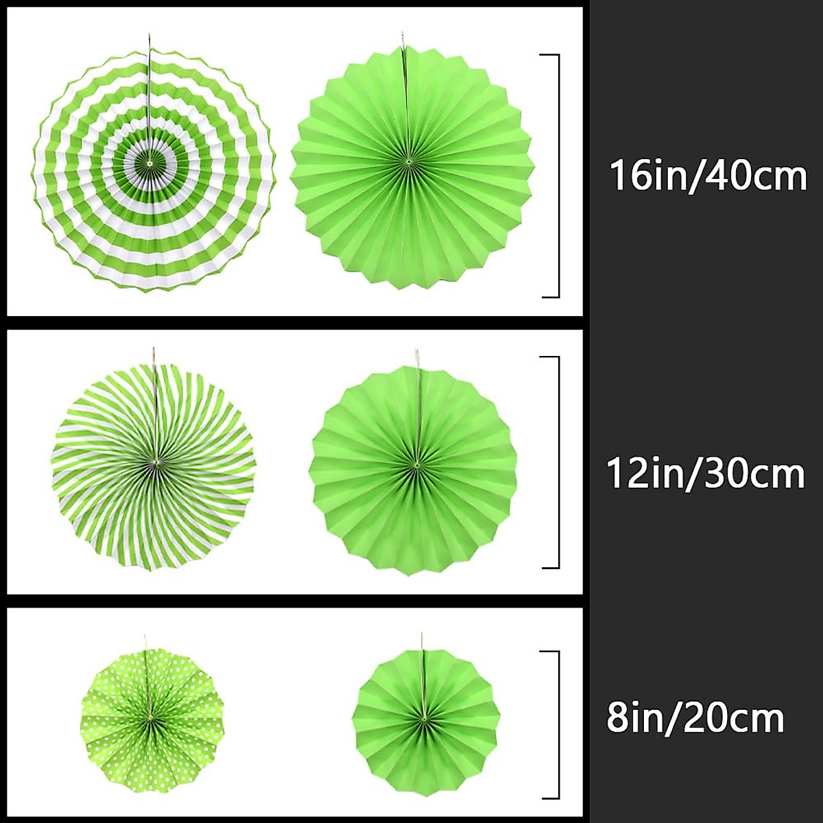 GOSHUN 6 Pieces Hanging Paper Fans Paper Fans Decoration for Wedding Retirement Graduation Birthday Party Engagement Bridal Party Hangings Decorations(UZS/Green)