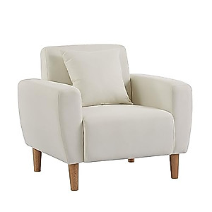 FREEHOMAE Polyester Accent Chair for Living Room Square Arm Chair with Toss Pillow Comfy Single Sofa Club Chair for Small Space