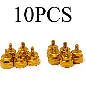 10pcs #6-32x6mm Desktop Computer PC Case Chassis Thumb Screws M3.5 Tool-Less Adjustment Colorful Aluminum Alloy Knurled Thumbscrew Gold