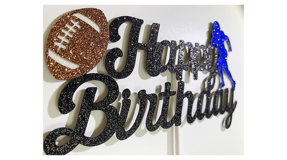 Football Cake Topper - Happy Birthday Decoration for Football Fans