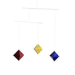 Four Classic Montessori Visual Mobiles, Munari (with Plastic Ball), Octahedron, Gobbi, Dancers, Optional Gobbi Colors, Blue, Green, Pink (4 Mobiles with Green Gobbi)