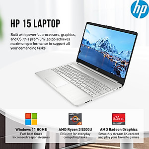 HP 15 Laptop Computer College Students, Ultra Thin Light Notebook PC Laptop 15.6 Inch, 4-core AMD Ryzen 3, 16GB RAM 512GB SSD, Lifetime Microsoft Office Windows 11, 10-key Number Pad Webcam HDMI USB-C