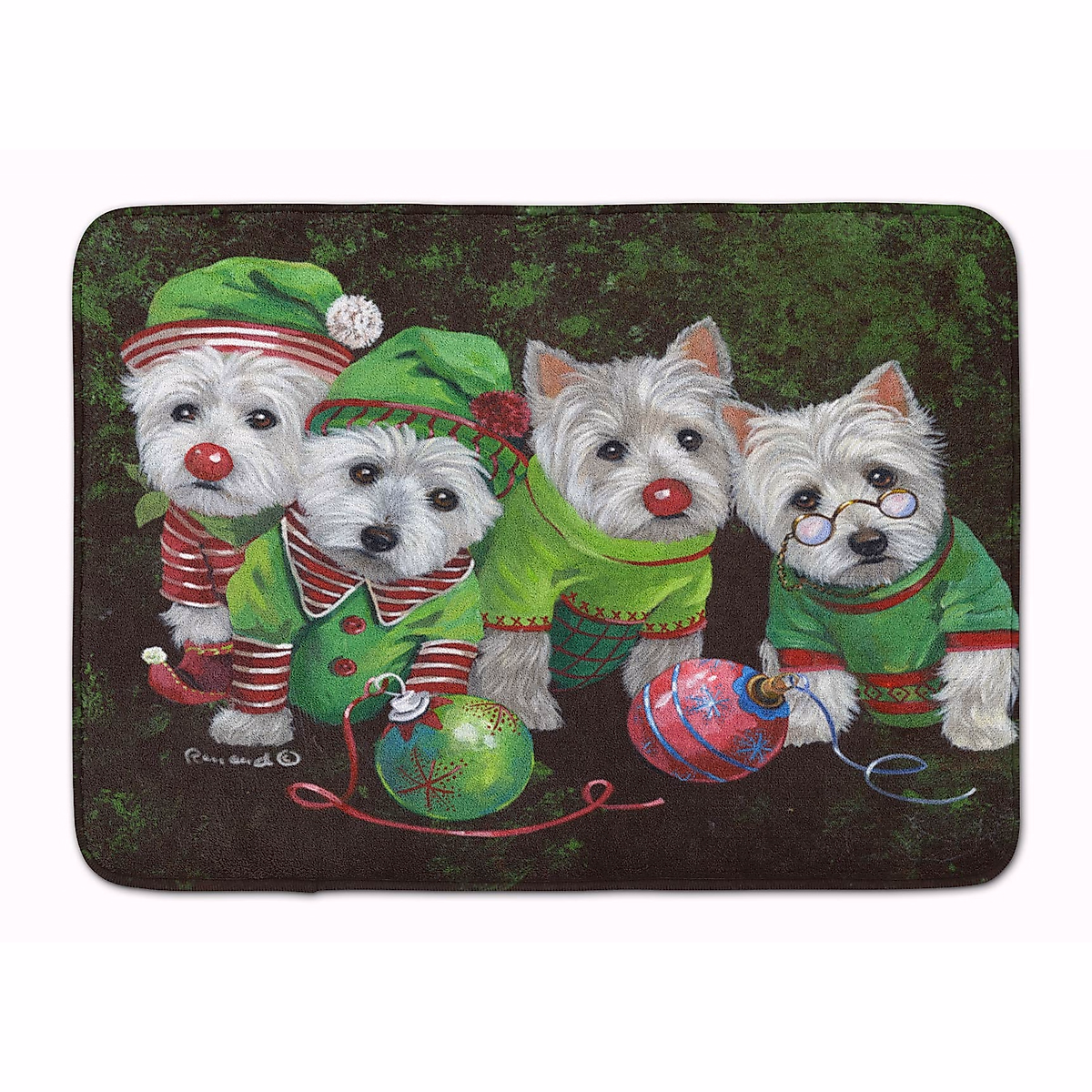 Caroline's Treasures Westie Christmas Santa's Assistants Machine Washable Memory Foam Mat doormats, Multicolor