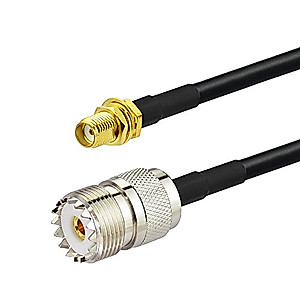Bingfu Ham Radio Antenna Adapter SMA Female to UHF SO239 Female RG58 Coaxial Jumper Cable 1m 3 feet for Handheld Ham Two Way Radio Walkie Talkie Kenwood Wouxun Baofeng BF-F8HP UV-5R UV-82 BF-888S GT-3