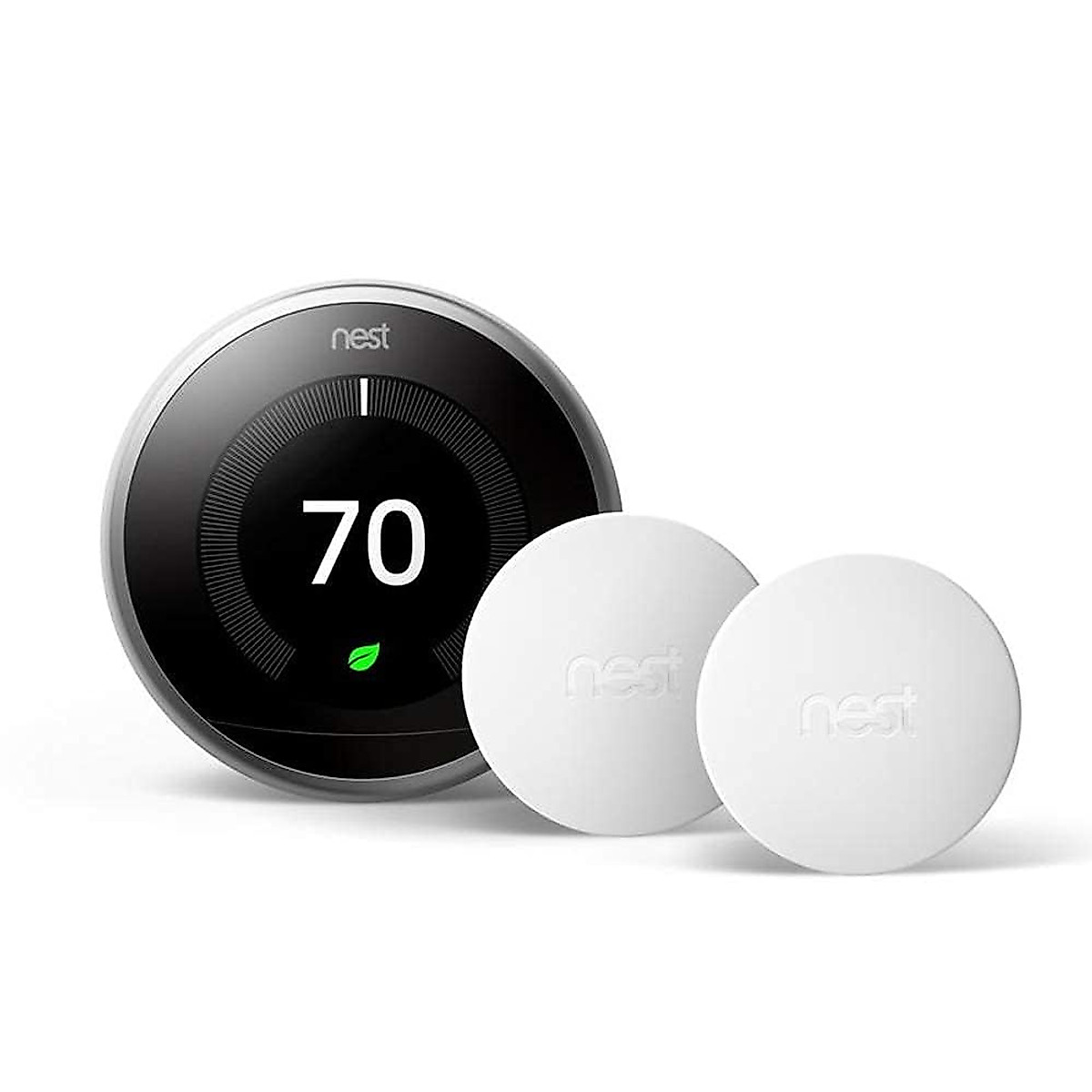 Google Nest 3rd Gen BH1252 Learning Wi-Fi Programmable Thermostat in Stainless Steel with 2 Sensors