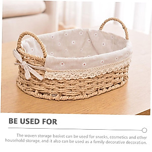 Amosfun Wicker Cutlery Basket Wardrobe Basket Small Wicker Basket Home Storage Basket Bread Magazine Storage Basket Seaweed Baskets Toy Basket Rattan Desktop Basket Baby Cosmetic