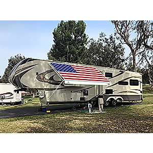 Leaveshade RV Awning Fabric Replacement Camper Trailer Awning Fabric Super Heavy Vinyl Coated Polyester 15'3''(Fit for 16' Awning)-USA Flag (Custom Looking)