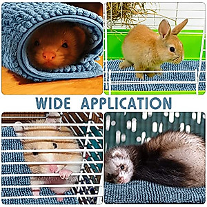 Amylove 4 Pcs Guinea Pig Cage Liner Guinea Pig Bedding Washable Fleece Pee Pads Reusable Small Animals Training Mat Small Animal Sleeping Bed for Bunny Hamster(Blue,14 x 28 Inch)