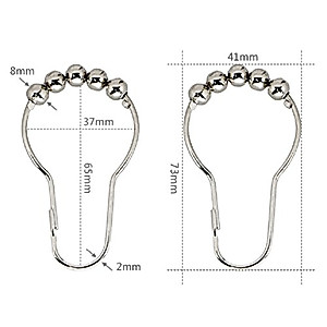 Bathroom Curtain Hooks Rustproof Steel Polished Chrome Shower Curtain Rings Set of 12