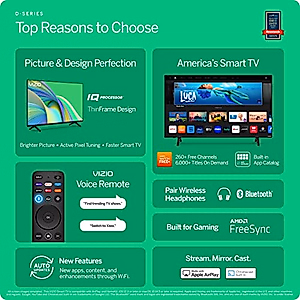 VIZIO 24-inch D-Series FHD LED Smart TV w/Bluetooth Headphone Capable & 2.0 Home Theater Sound Bar with DTS Virtual:X, Bluetooth, Voice Assistant Compatible, Includes Remote Control - SB2020n-J6