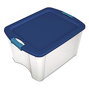 Sterilite True Blue 72 Qt./18 Gal. Latching Storage Bin with Clear Base