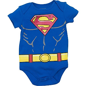Warner Bros. Justice League Baby Boys' 5 Pack Superhero Bodysuits - Batman, Superman, The Flash, Aquaman and Green Lantern (6-9M)