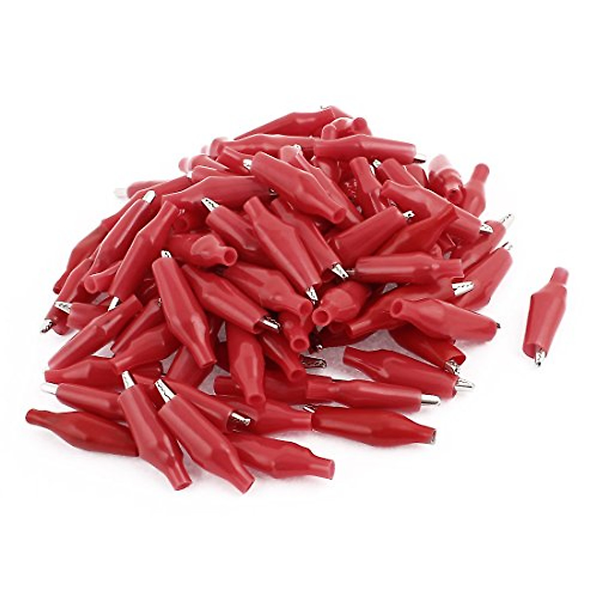 IIVVERR 100pcs 36mm Long Red Plastic Coated Insulated Crocodile Alligator Test Clamp (100 unids 36 mm largo plástico rojo recubierto aislado cocodrilo cocodrilo prueba pinza
