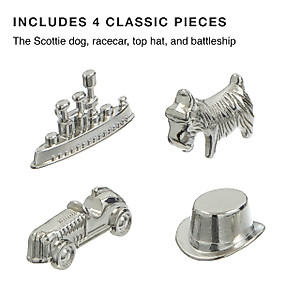8-Pack Replacement Pawns Compatible with Monopoly - T-Rex, Terrier, Race Car, Top Hat, Battleship, Cat, Duck, Penguin - New Edition Metal Classic Board Game Tokens - Replace Lost or Broken Pieces