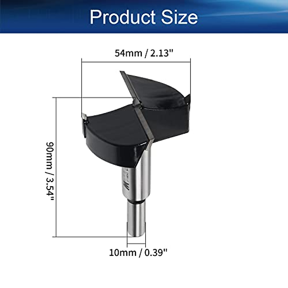 Auniwaig Forstner Drill Bits, 54mm Dia Wood Hole Saw, Auger Opener Cemented Carbide, 90mm Length Woodworking Hinge Hole Drilling Boring Bit Cutter, Straight Shank, Black, 1 Pcs