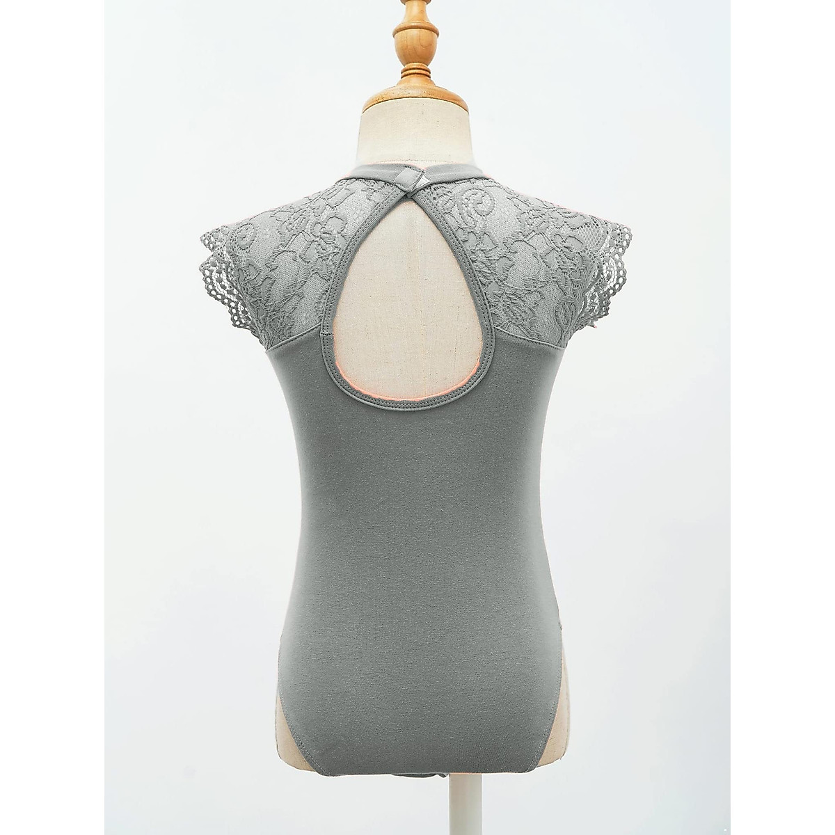 Oyolan Girls Kids Classic Ballet Dance Leotard Sleeveless Lace Floral Gymnastics Bodysuit Unitard Ballerina Costume Grey 15-16 Years