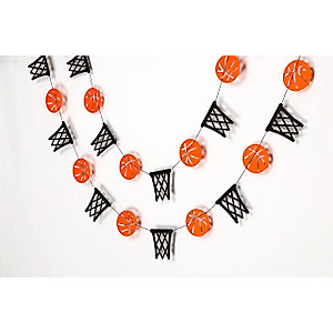 Basketball and Basketball Hoop Garland Party Banners Sports Theme Party Hanging Decorations Basketball Paper Garland Basketball Birthday Party Slam Dunk Party March Madness Party Decoration