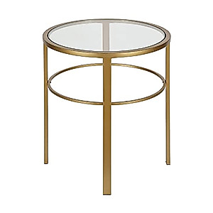 Henn&Hart 20" Wide Round Side Table in Brass, Table for Living Room, Bedroom