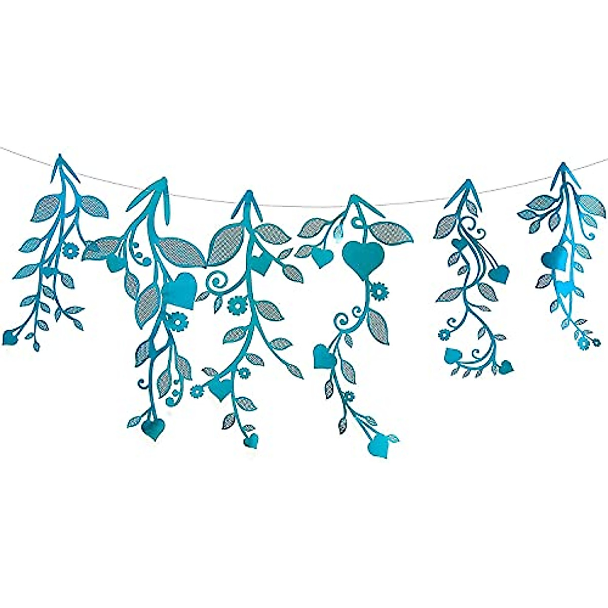 24 pcs Teal Blue Leaf Decorations for Spring Party Garland Hanging Leaves Greenery Vines Banner Backdrop Wall Decals for Birthday Anniversary Wedding Bridal Baby Shower Engagement
