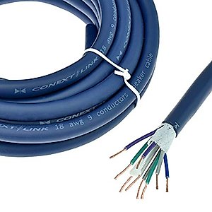 Conext Link MSC918-20 20 Feet 9 Conductors Blue Speed Wire Primary Wire Speaker Cable 18 AWG Gauge GA 100% OFC Copper Stranded Trailer （11993）