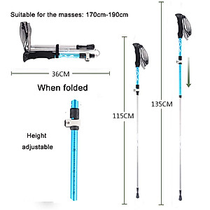 DOUDOU Trekking Poles- 2-pc Pack Adjustable Hiking Walking Sticks - Strong - Auminum Alloy 7075 Trekking Sticks Antishock and Quick Lock System Ultralight for Hiking Camping (Blue)