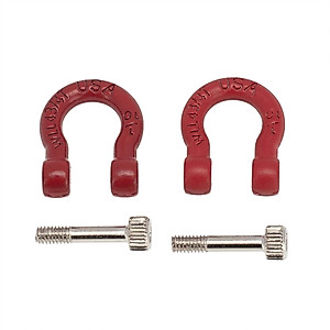 BOLIDORC 1:10 RC Tow Shackles D-Ring Trailer Buckles for 1/10 Scale RC Rock Crawler SCX10 Tamiya CC01 TRX4 D90 D110 RC Car Truck Accessories (4 PCS Red)