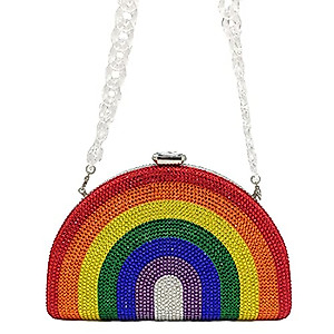 Rainbow Bags For Women Crystal Clutch Purse Evening Bag Fashion Party Rhinestone Handbags