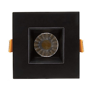 Maxxima 2 in. Ultra-Thin Square Recessed Anti-Glare LED Downlight, Canless IC Rated, 450 Lumens, 5 Color Temperature Selectable 2700K/3000K/3500K/4000K/5000K, Dimmable, Black Trim, 90 CRI, J-Box Incl