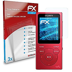 atFoliX Screen Protection Film Compatible with Sony Walkman NW-E393 / NW-E394 Screen Protector, Ultra-Clear FX Protective Film (3X)