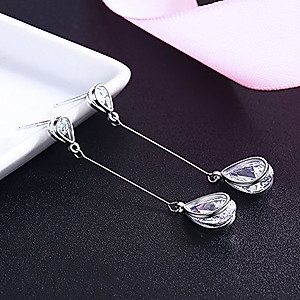 SBLING Platinum-Plated Cubic Zirconia Teardrop Earrings, 3.9 cttw, Teardrop