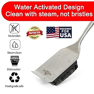 XUDAKAIXIN Upgraded Grill Brush Bristle Free,Unique Steel Fibers pad Perfect for Cast Iron/Stainless-Steel Grates, with 1 Replaceable Cleaning Head,Safe grill brush for outdoor grill,Gifts for Men/Dad