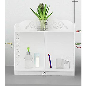 Countertop Bookshelf Wood Display Shelf Desktop Organizer Office Storage Rack Stand Shelf Decor White Desk Dresser Organizer for Desktop, Tabletop or Counter