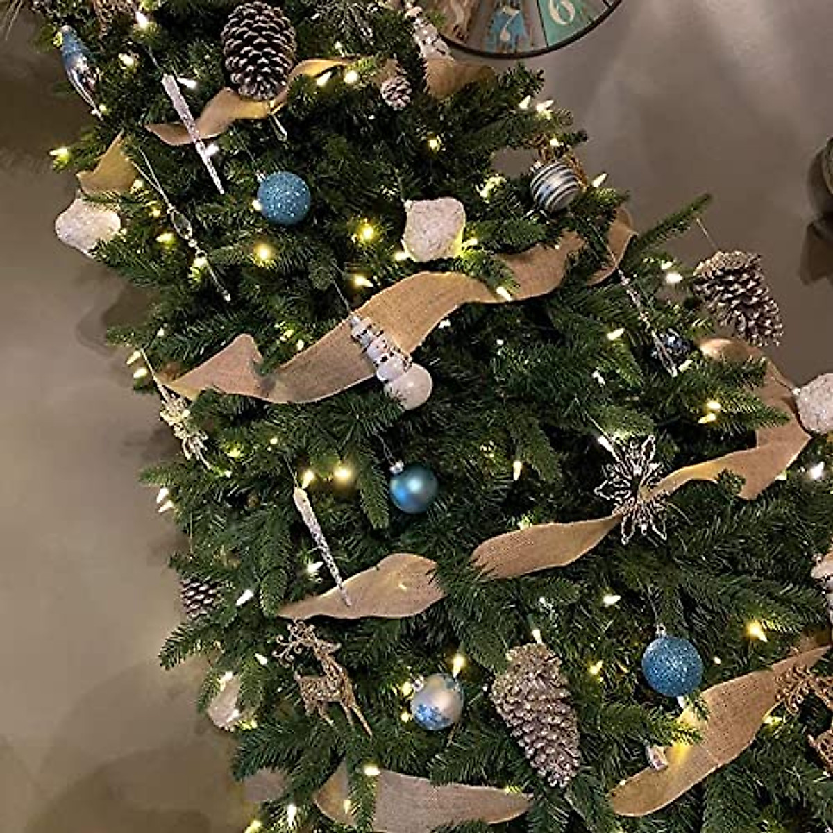 GEDLIRE Christmas Burlap Ribbon Wired, 2.5 inch 50 Yards Natural Jute Christmas Tree Brown Ribbons, Fabric Ribbon Rolls for Gift Wrapping, DIY Crafts, Big Bow, Wreath, Wedding Party Home Decorations