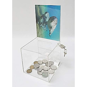 FixtureDisplays® 4.25 X 4.25 X 9.9" Small Acrylic Plexiglass Clear Donation Box Tip Offering Charity Fundraising Box 11040-AMAZON