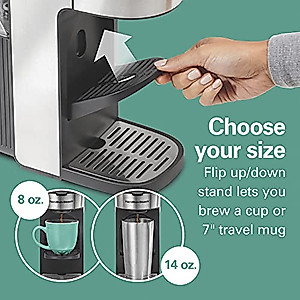 Hamilton Beach The Scoop Single Serve Coffee Maker & Fast Grounds Brewer for 8-14oz. Cups, Brews in Minutes, 40oz. Removable Reservoir, Stainless Steel (49987)