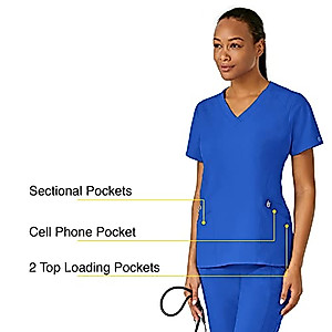 WonderWink W123 Women’s Stylized V-Neck Scrub Top — Royal, 2X