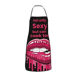 capuca Cooking Kitchen Chef Aprons Funny - Not Only Sexy Printing Bib Aprons with Pockets Erasable Hand Waterproof Grilling Sink Aprons for Women Men