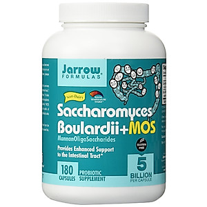 Jarrow Formulas Saccharomyces Boulardii Probiotics + MOS 5 Billion CFU Probiotic Yeast for Intestinal Health Support, Gut Health Supplements for Women and Men, 180 Veggie Capsules, 180 Day Supply