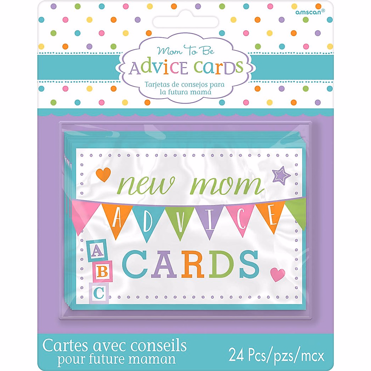 Amscan New Mom Advice Cards, 4 7/8" x 3 7/16", Multicolor